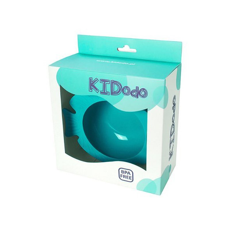 KIDodo - Silikonowa Miseczka z Przyssawką, Turkusowa Rybka, 6m+